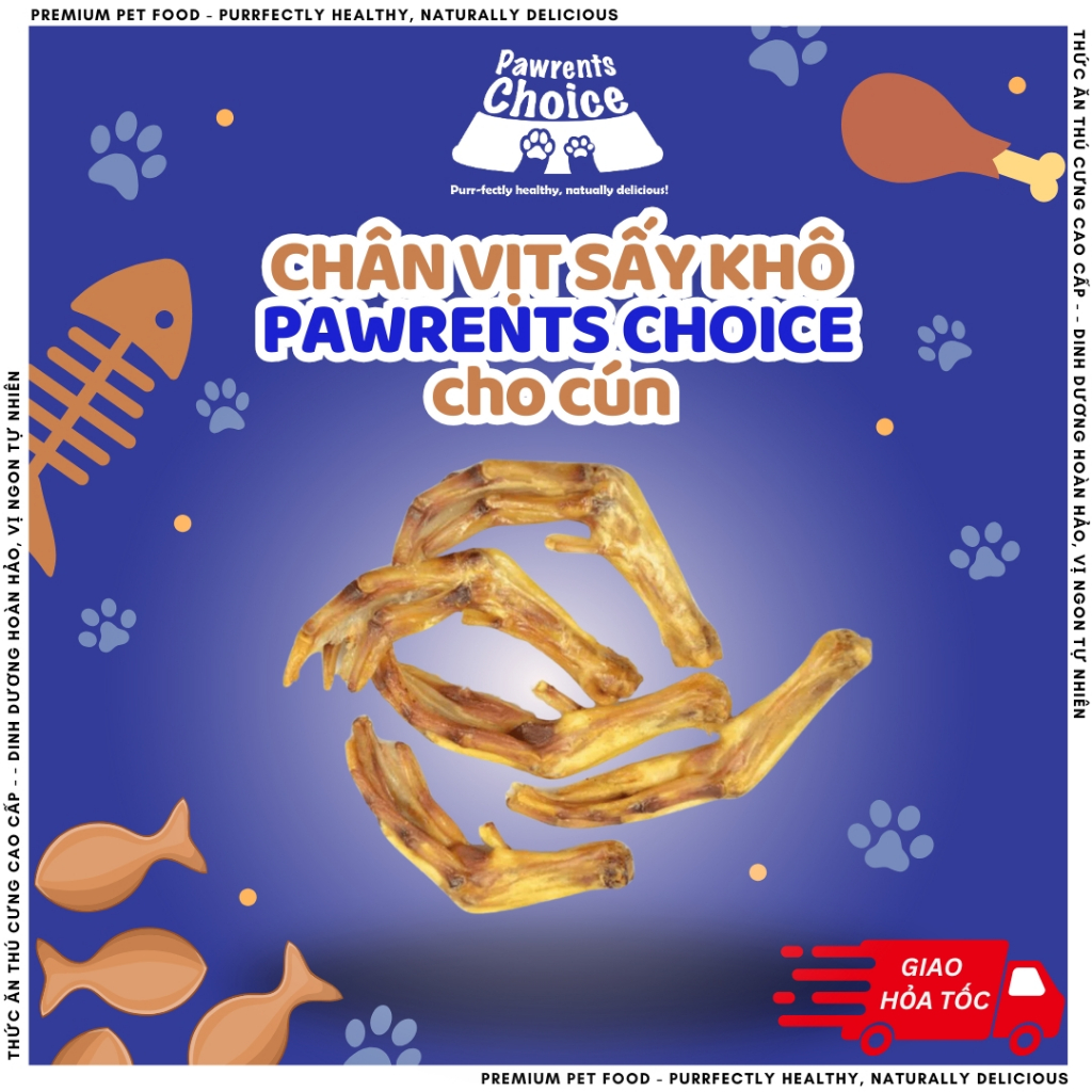 Chân vịt sấy khô Pawrents Choice cho chó snack ăn vặt bánh thưởng xương ...