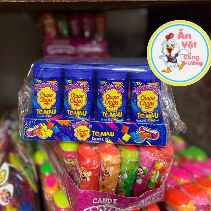 Lốc 12 hộp kẹo gum thổi chupa chups big babol to màu lưỡi, kẹo cao su bigbabol tô màu lưỡi ...