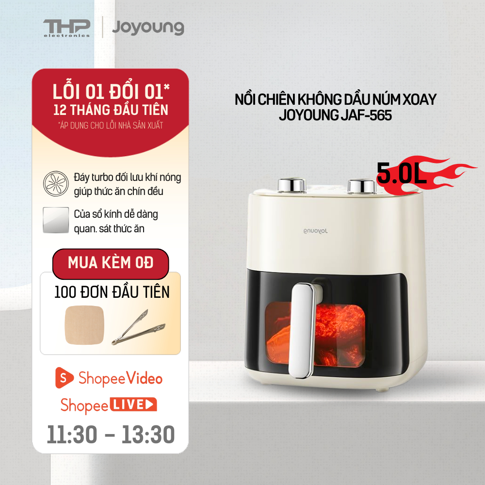 Nồi chiên không dầu mặt kính trong suốt 5L Joyoung JAF-565 - Núm xoay cơ | Shopee Việt Nam