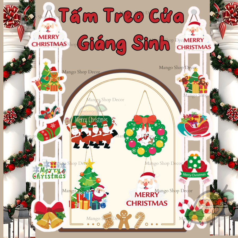 Tấm Decal Treo Cửa Bảng Hiệu Giáng Sinh Noel Hoạt Hình Decor Tấm Kính ...