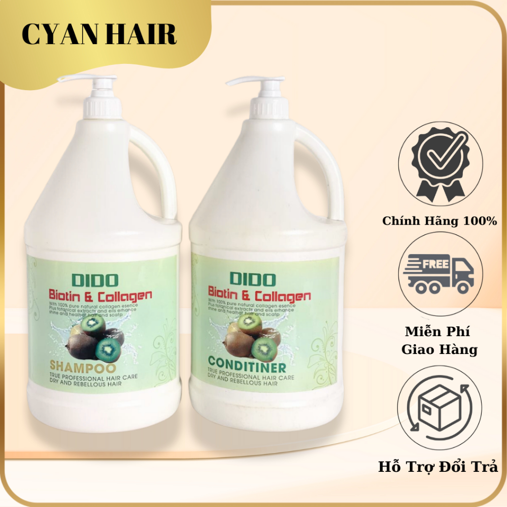 Can Gội Xả, Can gội 5 lít Dùng cho salon-spa Mềm Mượt Biotin & Collagen DIDO 5000MLX2-CYAN HAIR ...