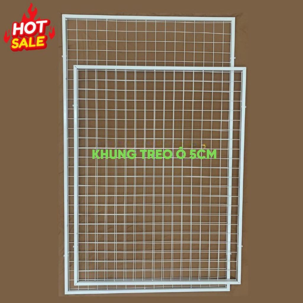 Khung lưới sắt treo tường gắn móc treo, phụ kiện treo, lưới sắt vuông ...