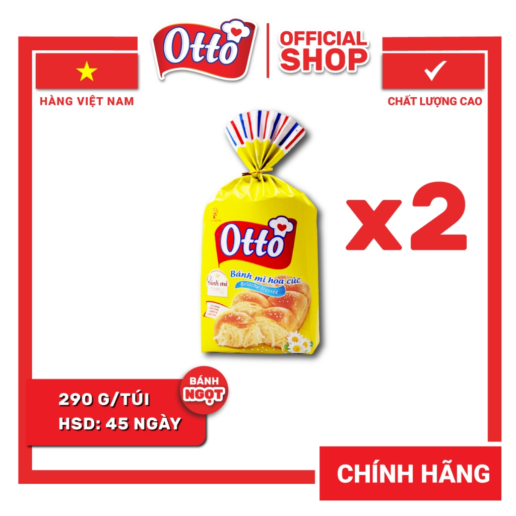 [ĐƠN 250K TẶNG 1 CÂY THÔNG PHA LÊ] Combo 2 Bịch Bánh mì Hoa Cúc Otto - Otto Brioche Tressée 290g ...