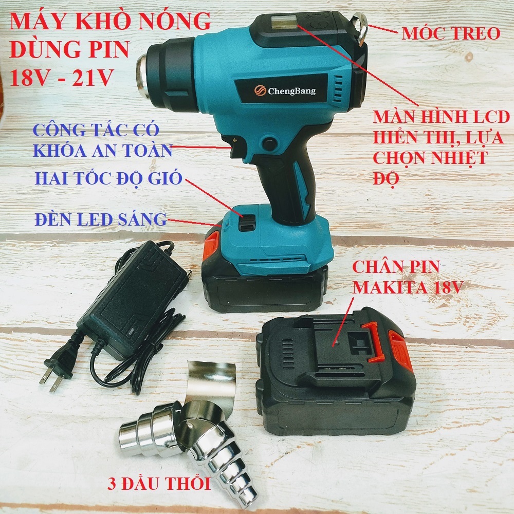 SV Máy khò hơi nóng dùng pin 18V - 21V (chung chân pin Makita) | Shopee ...