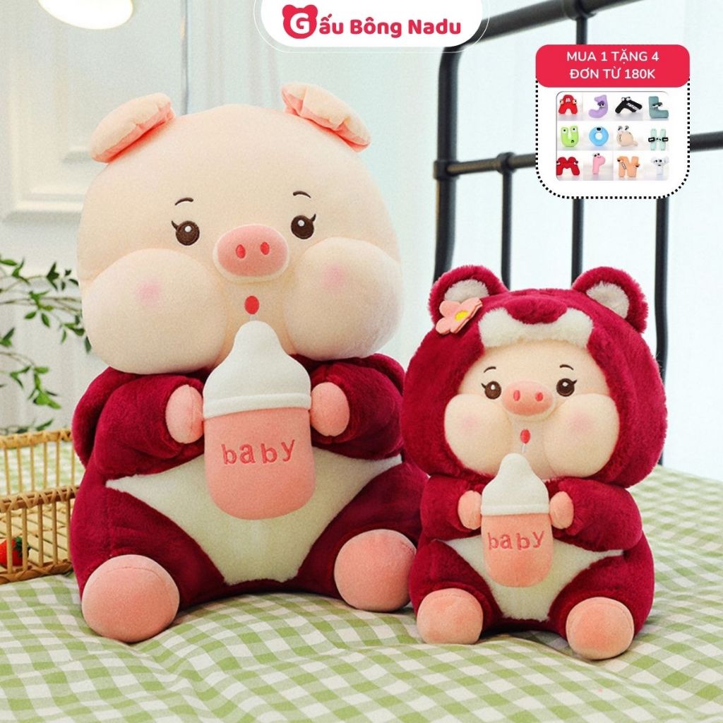 Gấu Bông Heo Cosplay Lotso Ôm Bình Sữa, Thú Nhồi Bông Heo Cosplay Bông ...