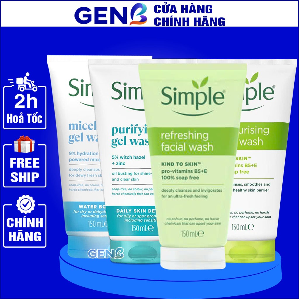 Sửa Rửa Mặt Simple CHÍNH HÃNG cho Da Nhạy Cảm Dầu Mụn Srm Sữa Rửa Mặt ...