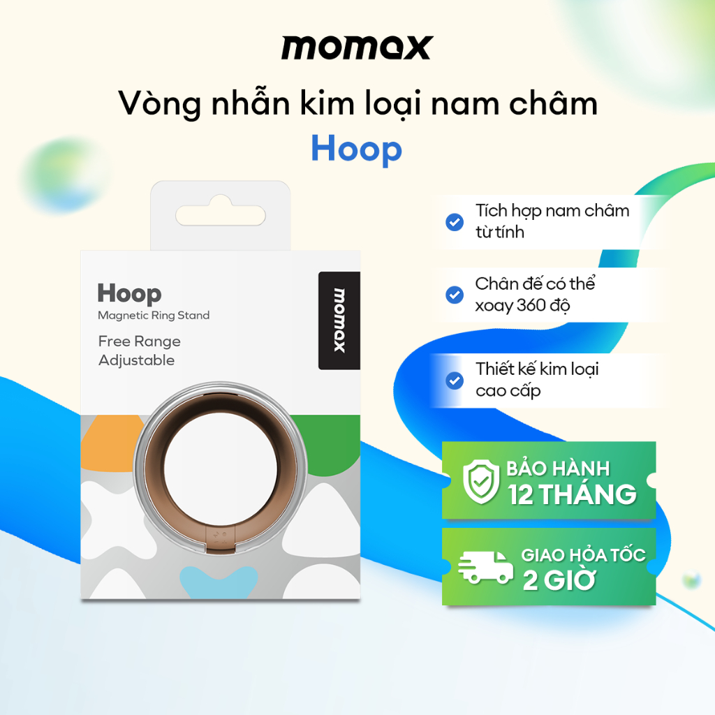 Vòng nhẫn nam châm Momax Hoop | Gắn chắc chắn vào phụ kiện từ tính | Điều chỉnh điện thoại theo ...