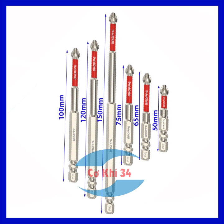 Mũi vít chân lục giác chữ thập PH2 hãng BROPPE đầy đủ các kích cỡ cho ...