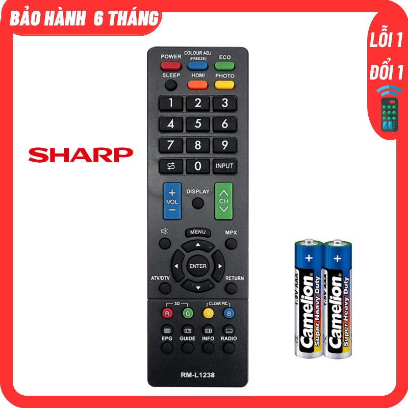 Điều khiển tivi SHARP mã 1238 kèm Pin remote tivi. | Shopee Việt Nam