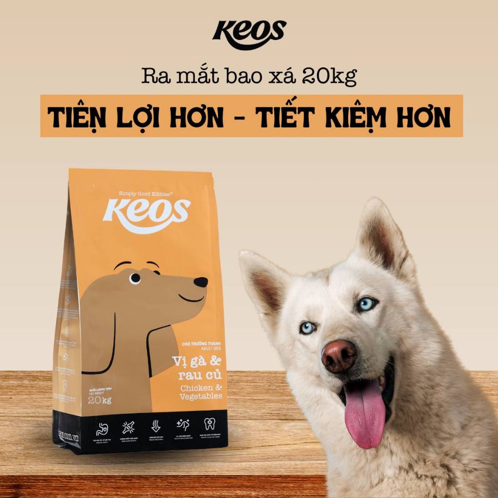 KEOS - Thức ăn hạt cho chó trưởng thành, vị gà rau củ (400g, 1.5kg) | Shopee Việt Nam