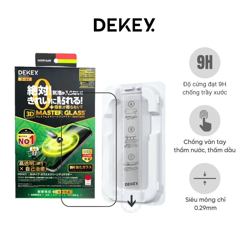 [UPGRADE] Kính Cường Lực DEKEY Kèm Khung Trợ Dán 9H MASTERGLASS 3D ...