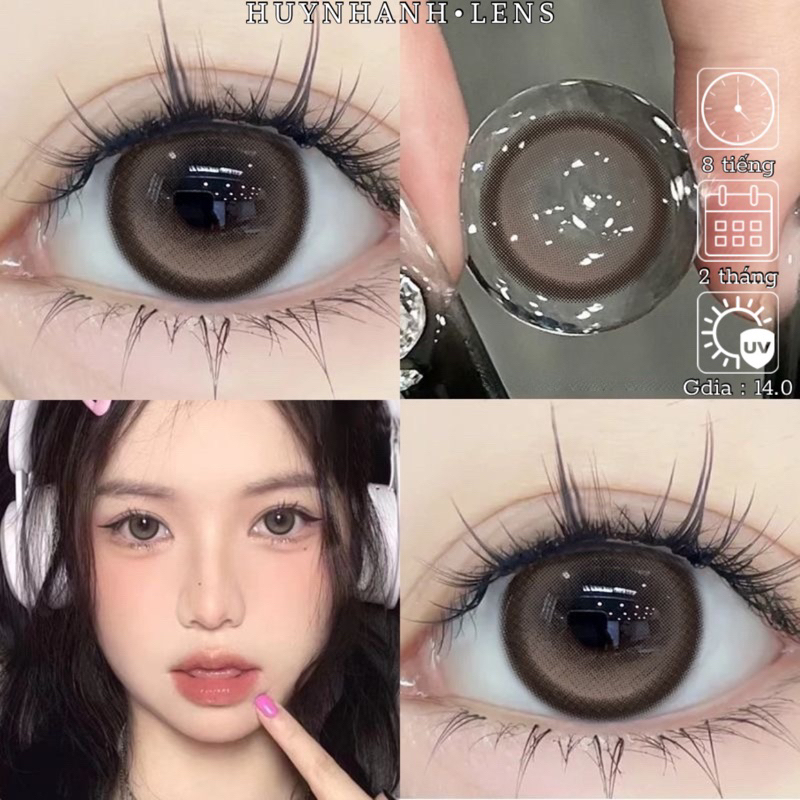 [CÓ CẬN] Lens Mắt Kính Áp Tròng nâu cam tây sáng đơn giản viền xám đen ...