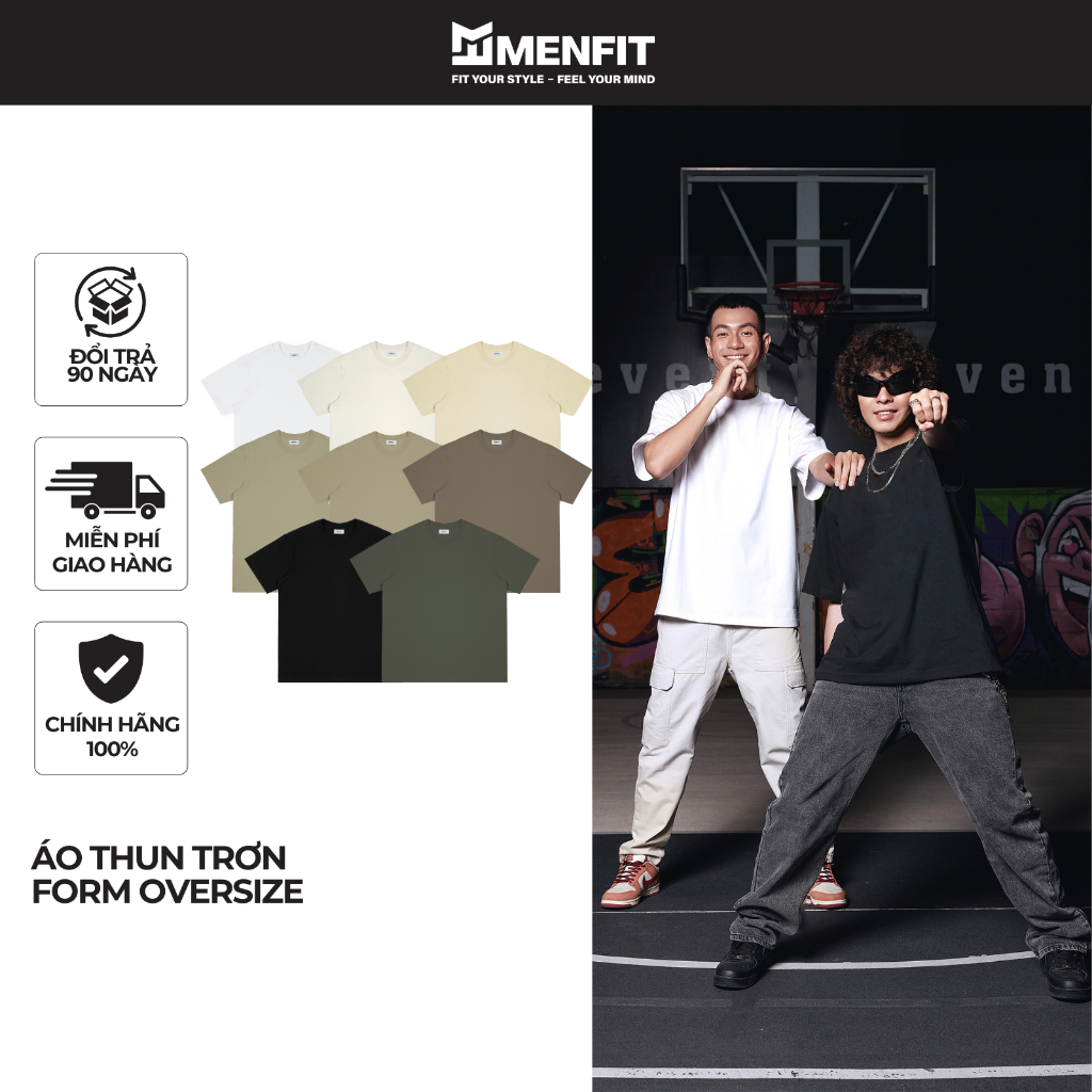 Áo thun cổ tròn oversize MENFIT 2406009 vải Cotton co giãn, dày dặn ...