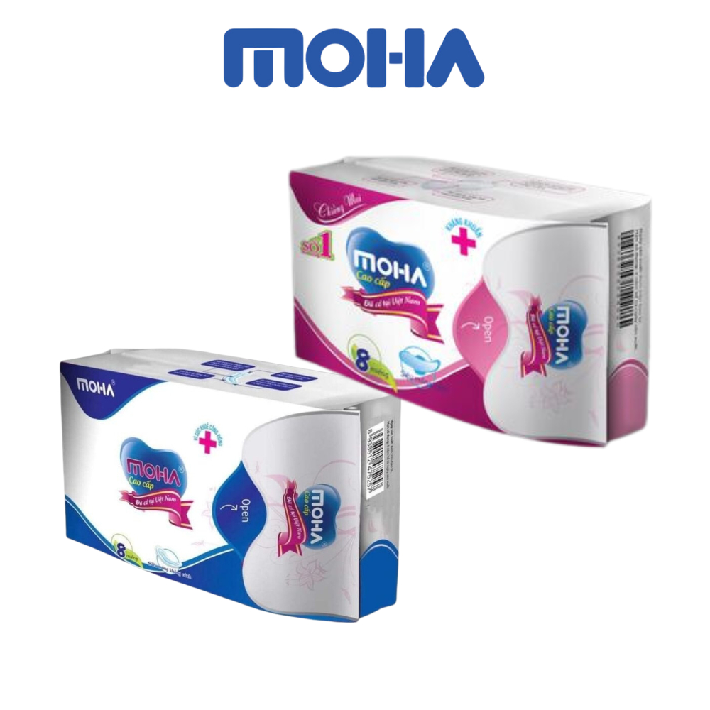 Băng vệ sinh cao cấp MOHA hộp có cánh, không cánh tinh chất bạc hà the ...