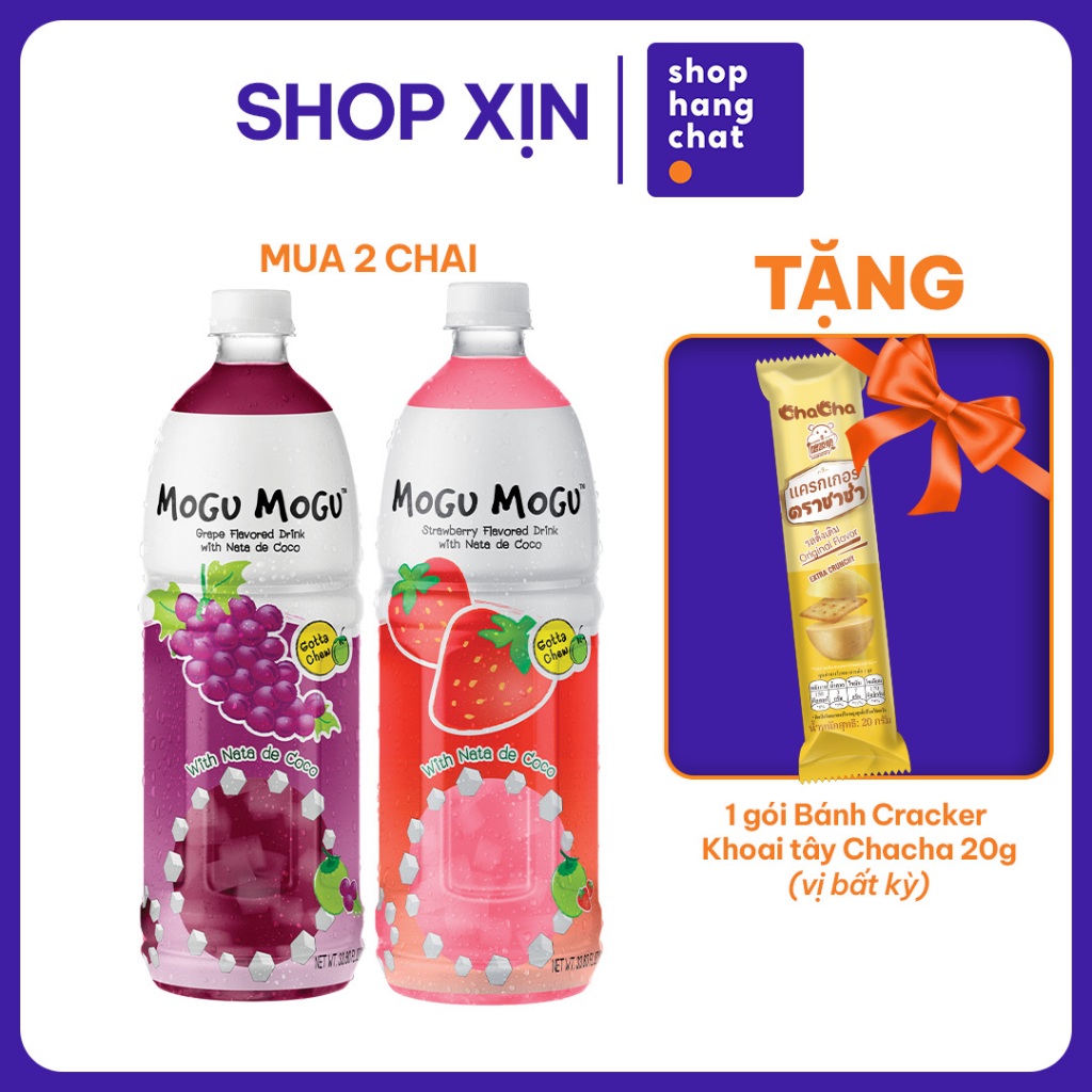 [ MUA 2 CHAI 1L TẶNG 1 GÓI CHA CHA 20G] Nước Thạch Dừa Mogu Mogu 1L Vị Trái Cây Thơm Ngon Thái ...