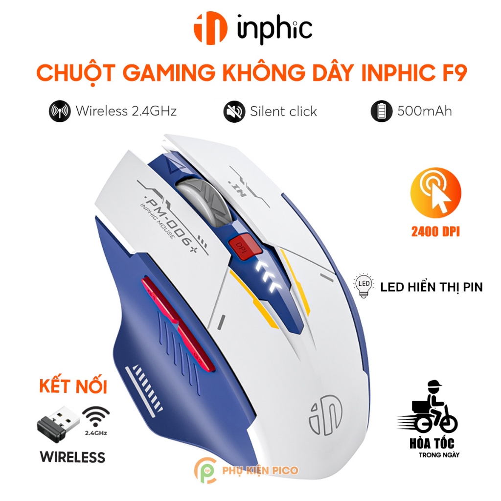 Chuột gaming Inphic F9 Gundam sạc pin - Chuột máy tính Inphic F9 không ...