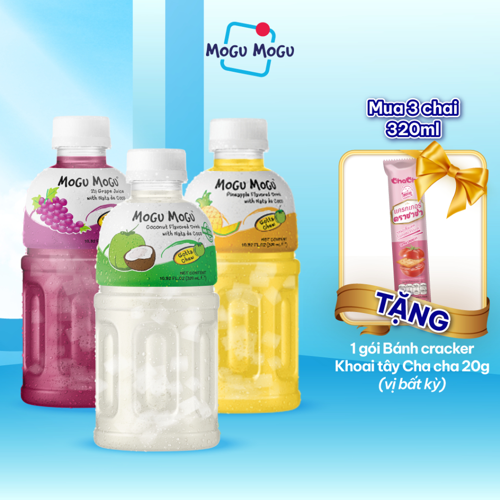 [MUA 3 CHAI TẶNG 1 GÓI CHA CHA 51g] Nước Mogu Mogu 320ML Thạch Dừa Thái Lan Hương Trái Cây ...