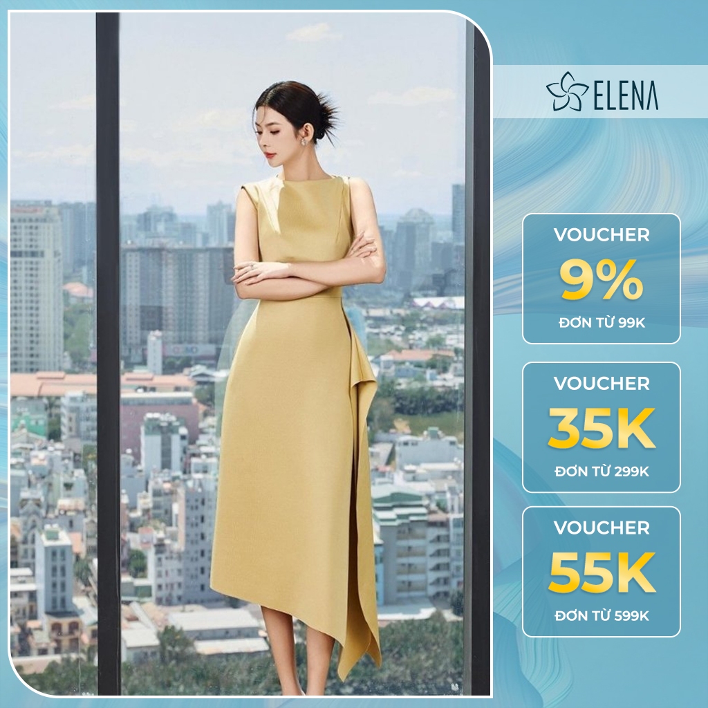 Váy Cổ Tròn Dáng Dài ELENA Chất Liệu Lụa Cao Cấp Thiết Kế Thanh Lịch Đi ...