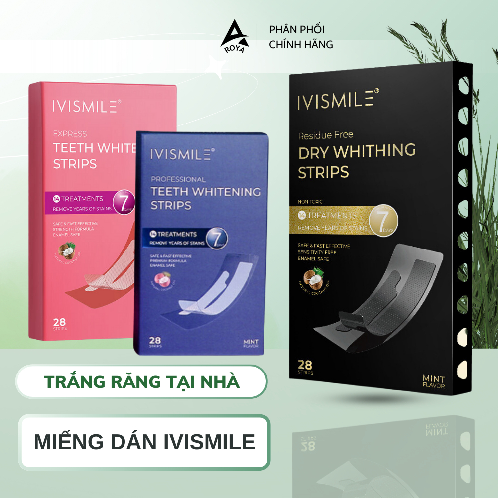 Miếng dán trắng răng IVISMILE, công thức làm trắng răng cấp tốc HP, làm trắng răng an toàn sau ...