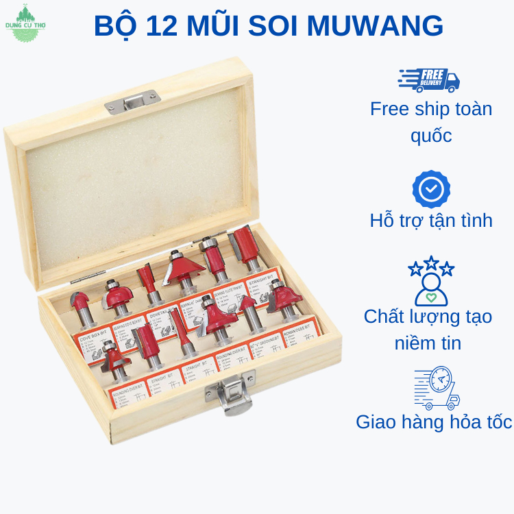 Bộ 12 Mũi Soi Gỗ Cốt 12.7mm|6.35mm MUWANG – Mũi Phay gỗ, Đa Dạng Kiểu ...