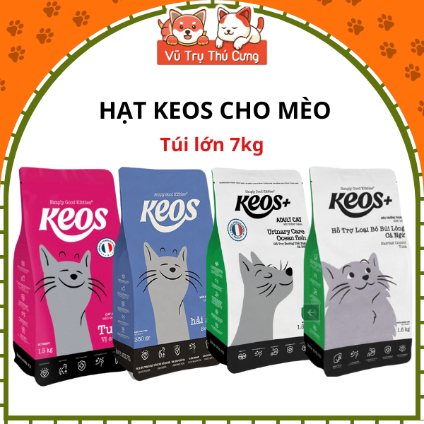 (7Kg) Thức Ăn Hạt Cho Mèo Keos Hỗ Trợ Tiết Niệu và Tiêu Búi Lông | Shopee Việt Nam