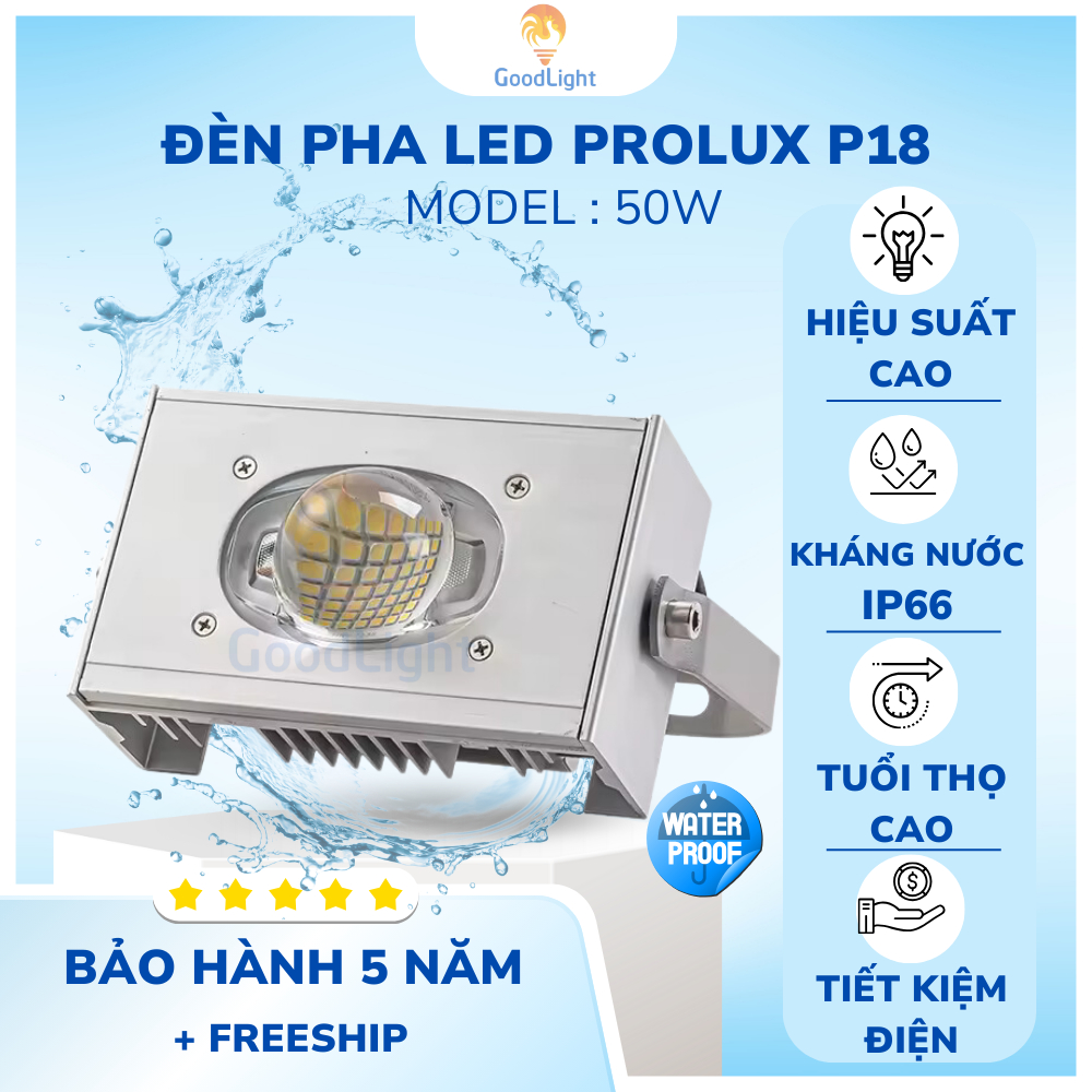Đèn pha led prolux P18 50W Goolight 100% chính hãng ,chiếu hắt tòa nhà,sân bóng | Shopee Việt Nam