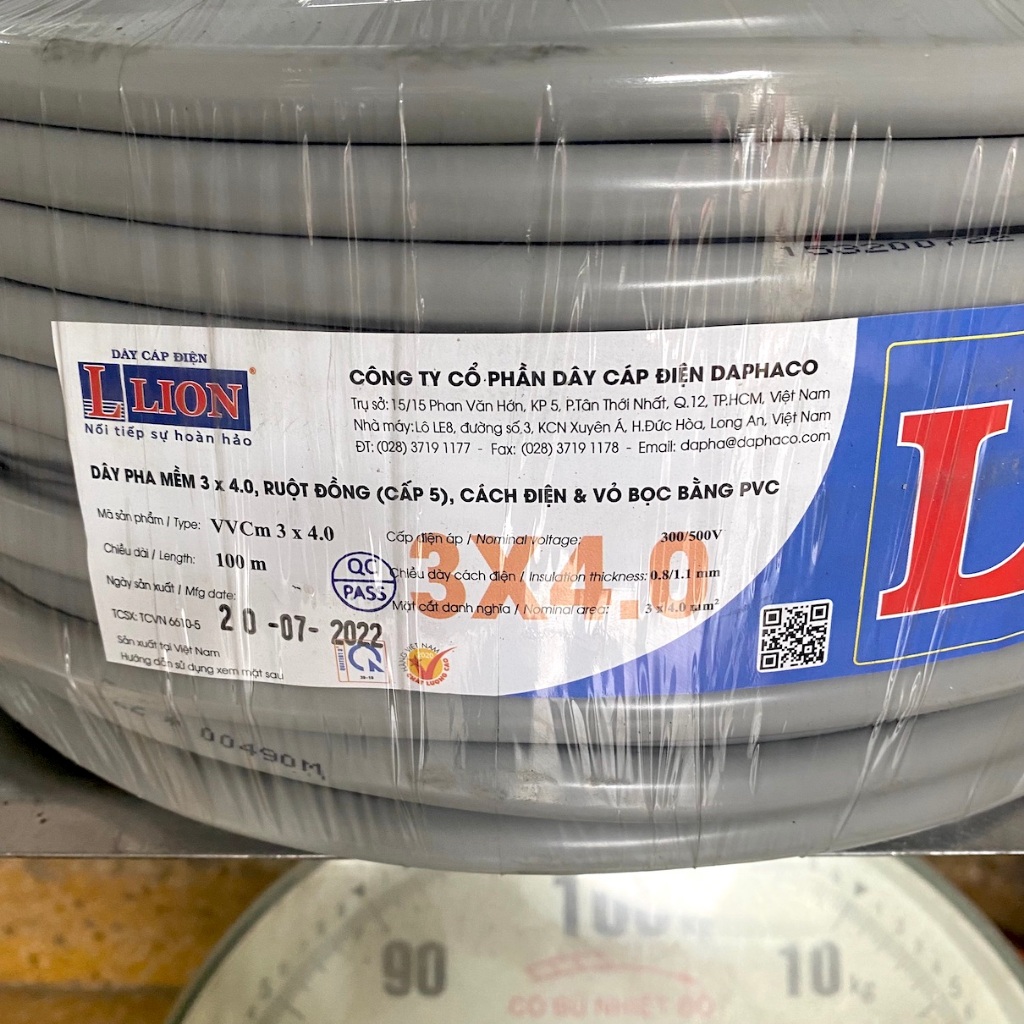 Dây Điện Mềm Tròn Bọc Nhựa PVC 3 lõi 300/500V, 2 Lớp Cách Điện LION ...