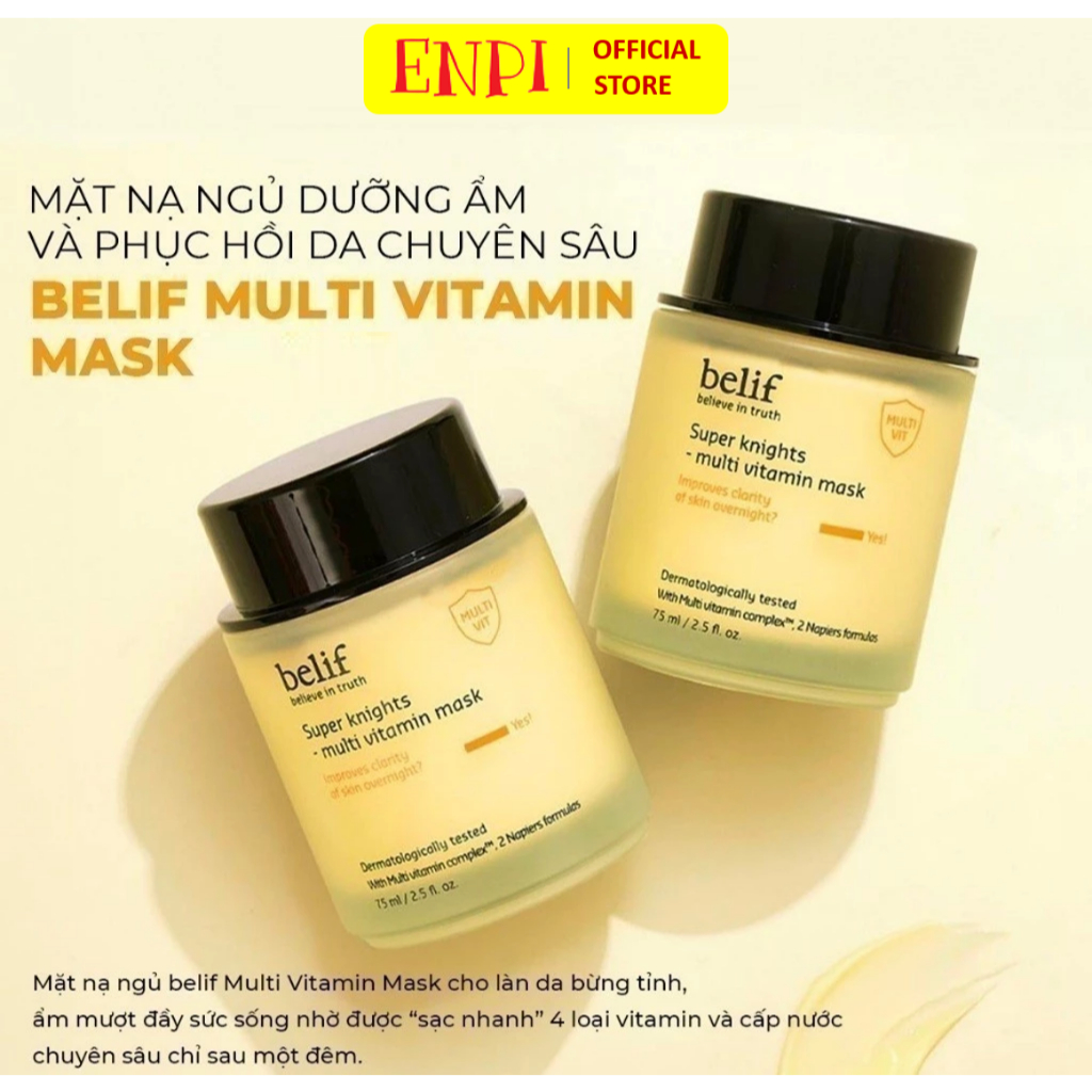 Mặt nạ ngủ cấp nước sáng da Belif Super Knights Multi Vitamin Mask ...