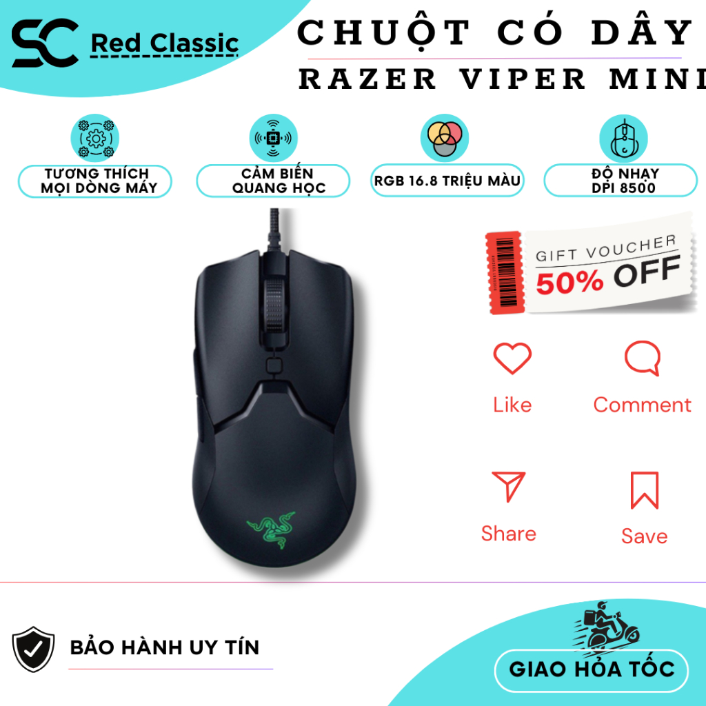 Chuột Có Dây Chơi Game Razer Viper Mini ,Cảm Biến Quang Học , Dễ sử ...