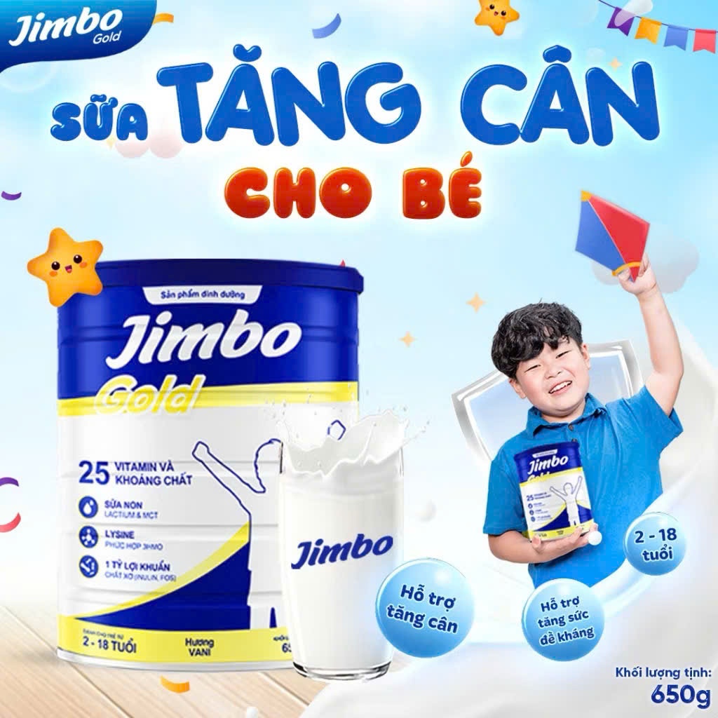 SỮA NON CHUYÊN BIỆT TĂNG CÂN CHO TRẺ JIMBO - HỘP 650G | Shopee Việt Nam