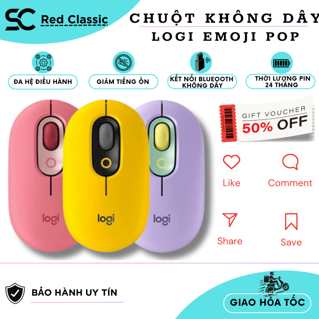 Chuột Bluetooth Không Dây Mini Logitech Emoji POP , Với công nghệ ...