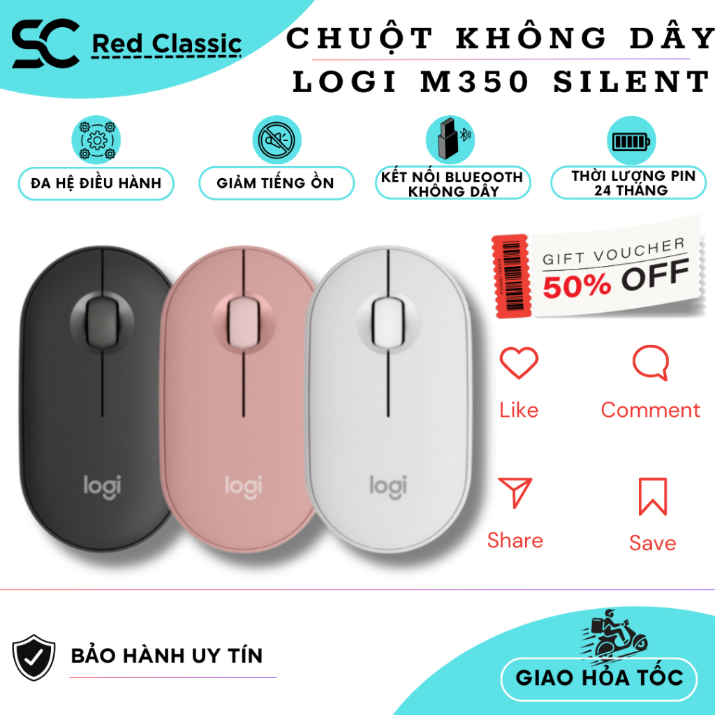 Chuột Không Dây Logitech Pebble M350 Silent Mouse , Hàng Công Ty với ...