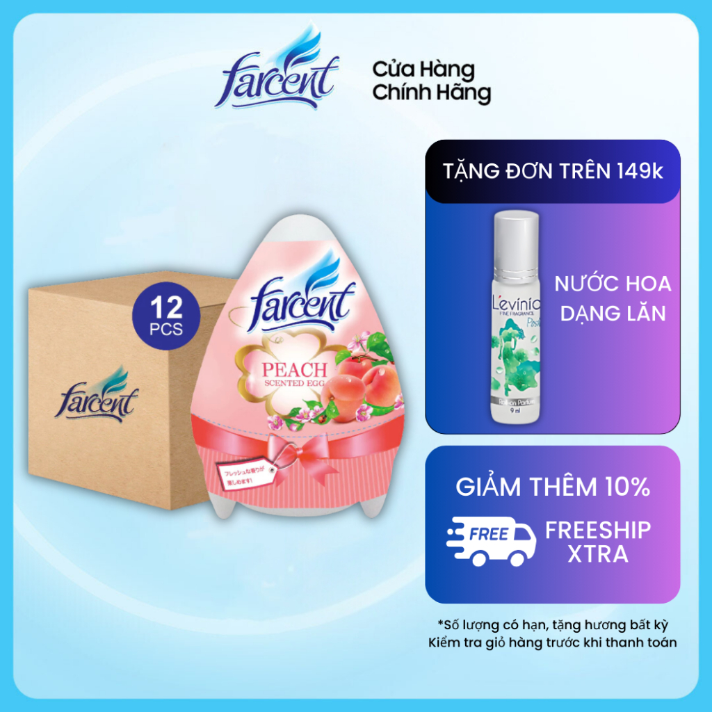 Thùng 12 Sáp thơm phòng đuổi muỗi, khử mùi hôi hình trứng Farcent 170g chính hãng Hương Đào ...