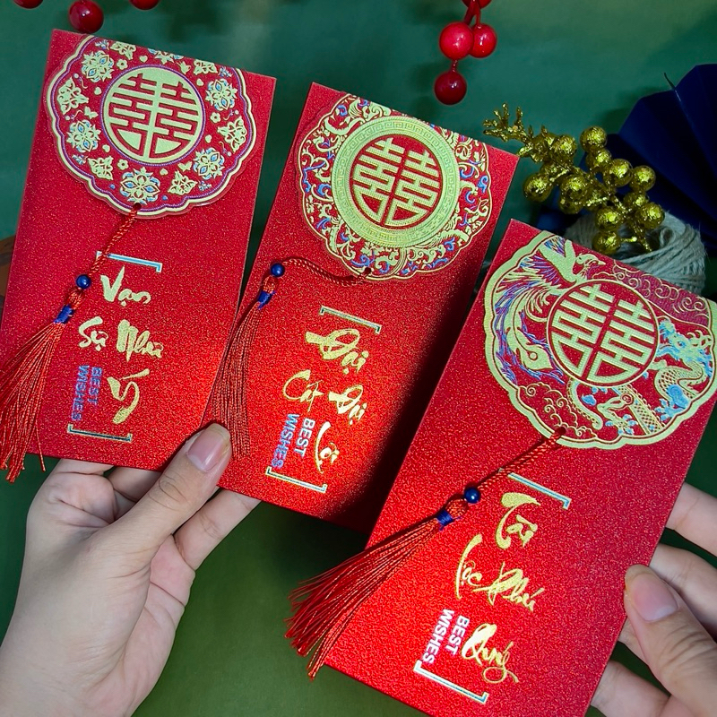 SỈ 10 -100 Bao Lì Xì CAO CẤP Màu Đỏ Kèm Câu Chúc Ý Nghĩa, lì xì mừng ...