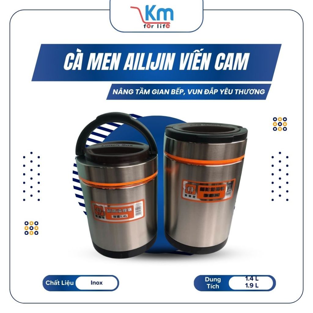Hộp Cơm Giữ Nhiệt Cà Men Ailijin Giữ Nhiệt Viến Cam Chất Liệu Inox Giữ ...