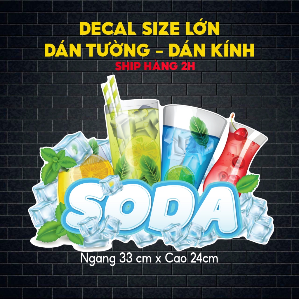 Sticker hình ly soda size bự dán xe, dán tường, dán tủ kính, chất liệu ...