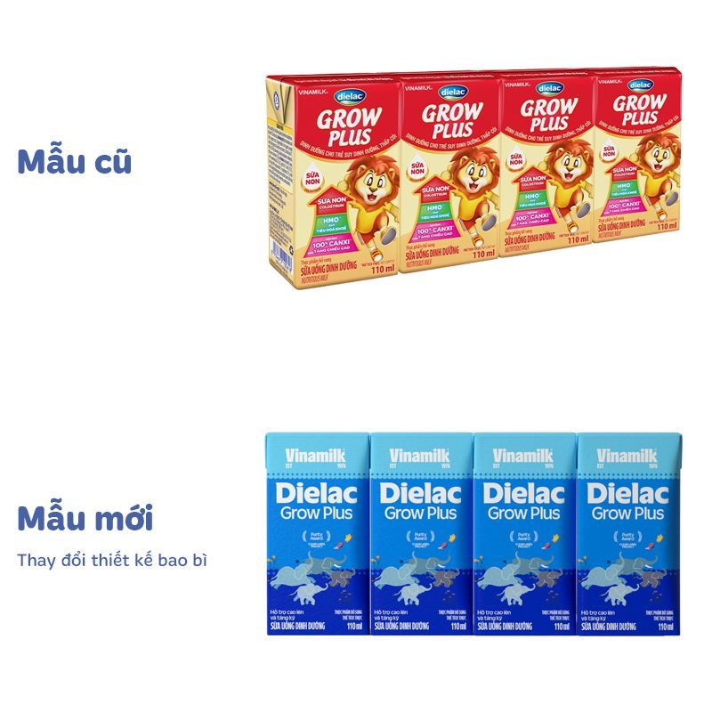 Lốc 4 hộp sữa non pha sẵn Dielac Grow Plus 110 ml (từ 1 tuổi) - Giao bao bì ngẫu nhiên | Shopee ...