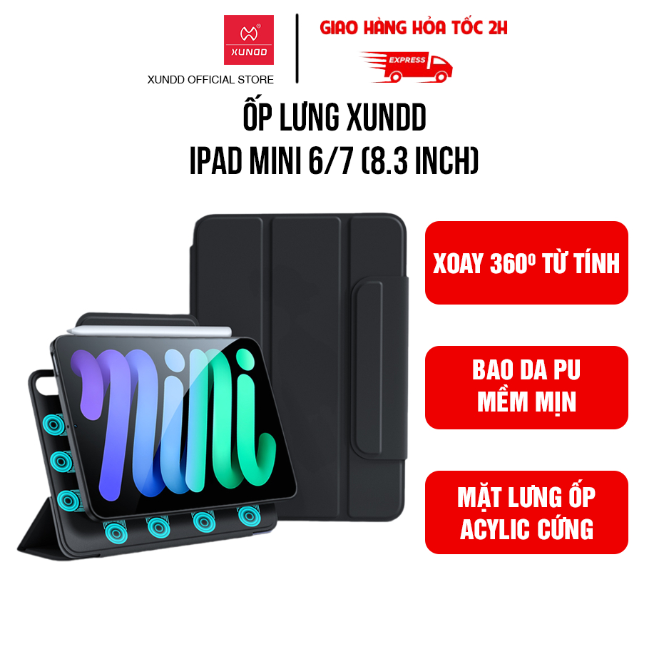 Ốp lưng XUNDD Xoay 360 Từ tính iPad Mini 7 (2024)/ Mini 6 (8.3 inch ...