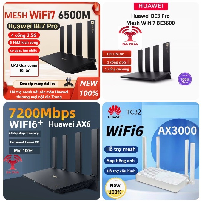 Bộ Phát Wifi Mesh Wifi 6 7 Huawei BE3 Pro BE3600 AX3 Pro AX3000 AX6 AX7200 BE7 Pro BE6500 ...