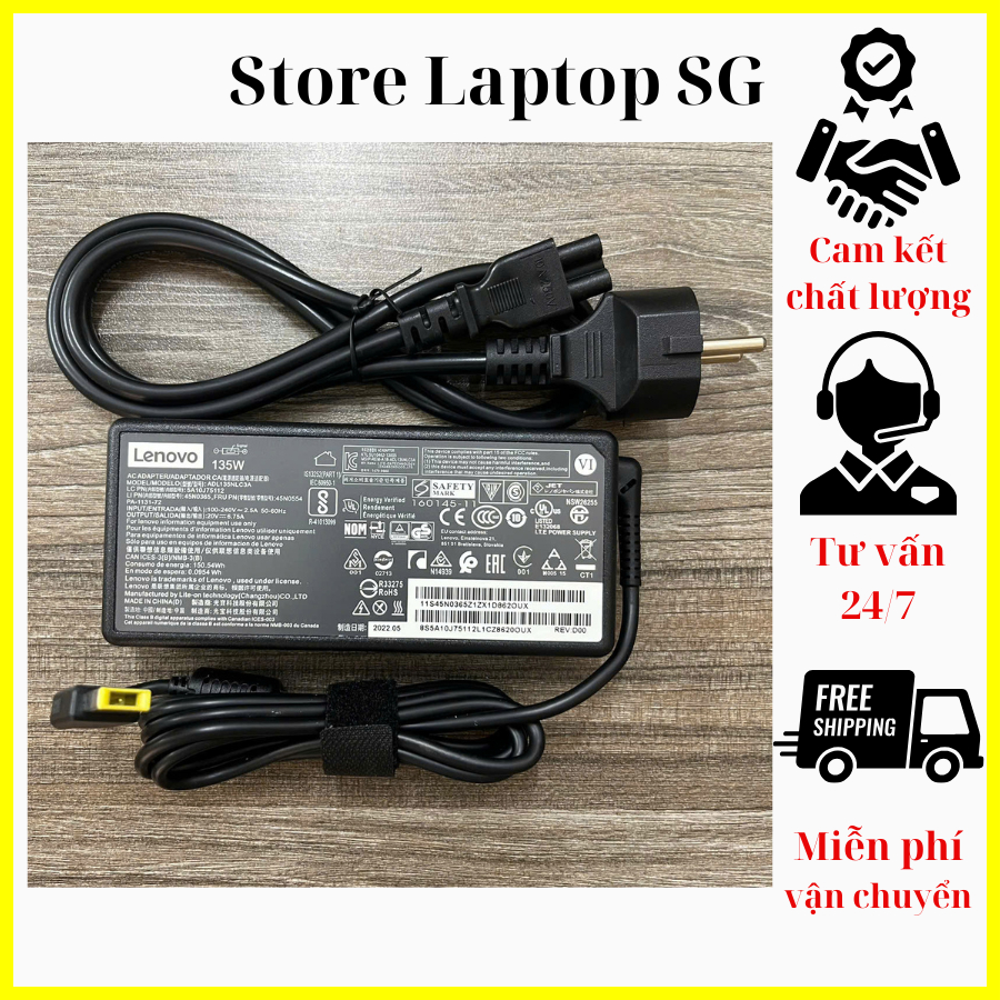 Sạc Laptop Lenovo 20V-6.75A 135W / 8.5A 170W / 11.5A 230W Chân Vàng ...