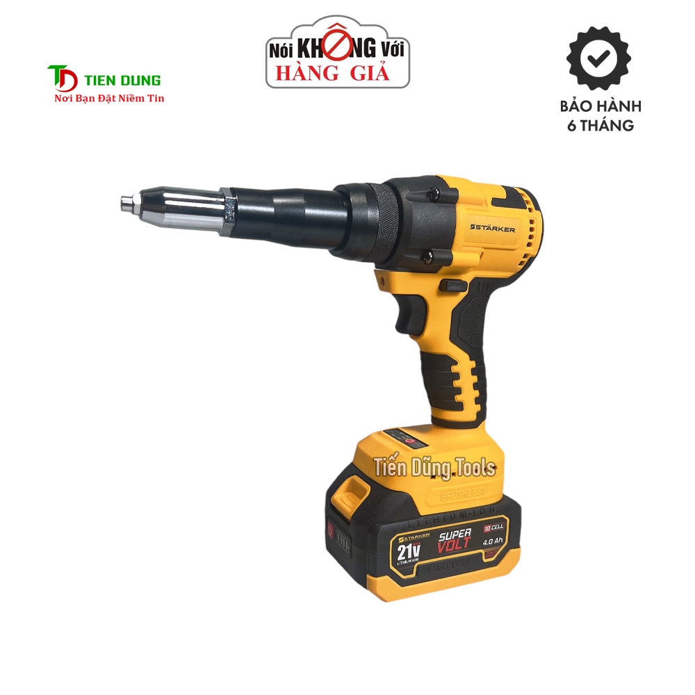 Máy rút đinh tán rive dùng pin STARKER động cơ không chổi than chân pin ...