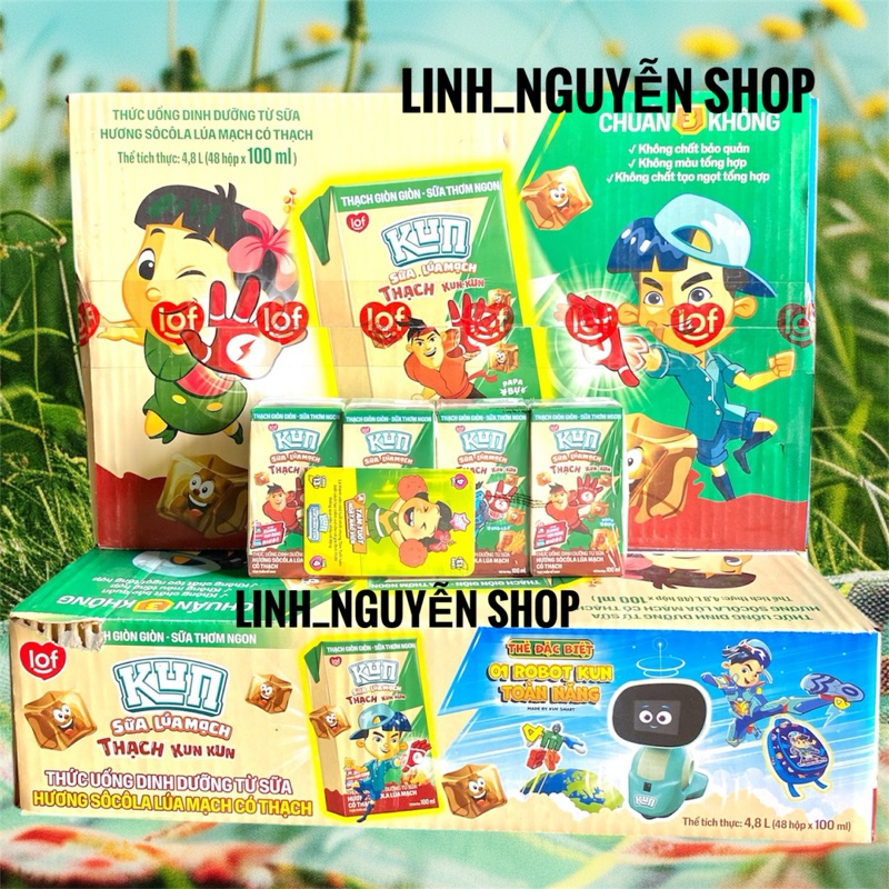 Thùng 48hộp sữa Kun lúa mạch có thạch 100ml (hàng có thẻ đổi quà ...