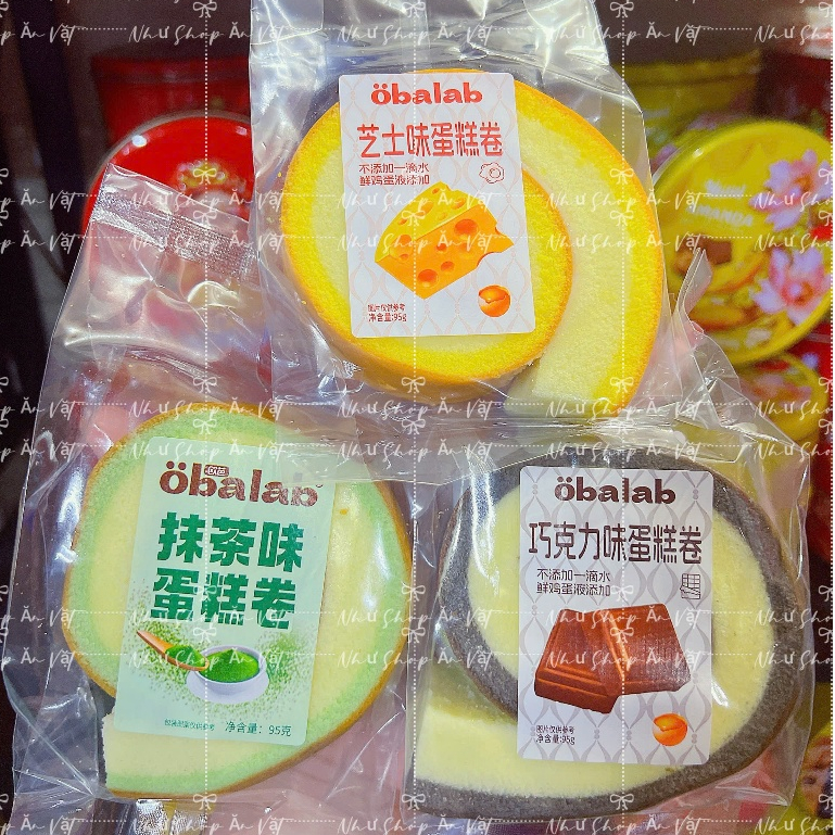 Bánh bông lan cuộn tròn socoola/matcha/phô mai Obalab thơm ngon (cái ...