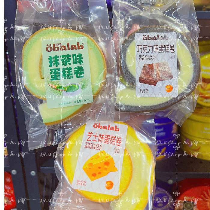 Bánh bông lan cuộn tròn socoola/matcha/phô mai Obalab thơm ngon (cái ...