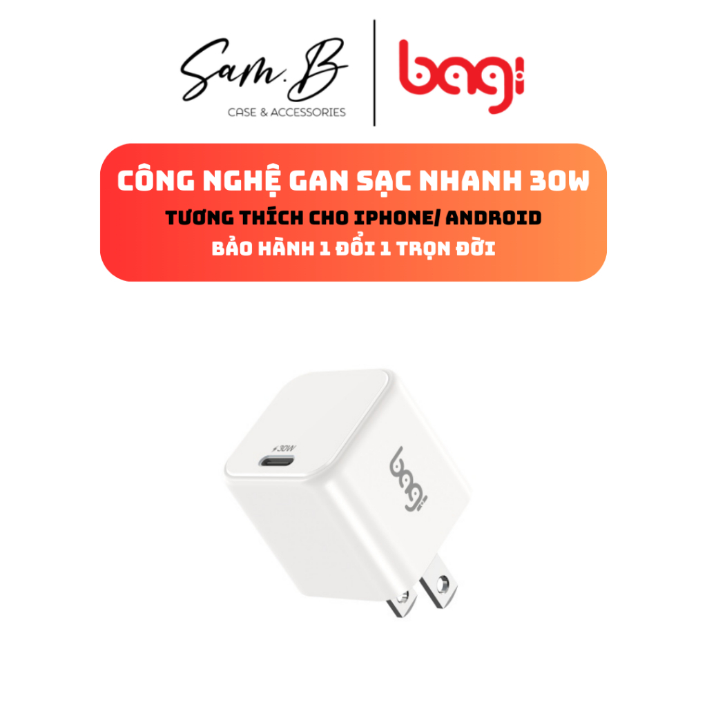 [BẢO HÀNH TRỌN ĐỜI] Sạc nhanh 30W chính hãng Bagi GaN PD30n cho iPhone ...