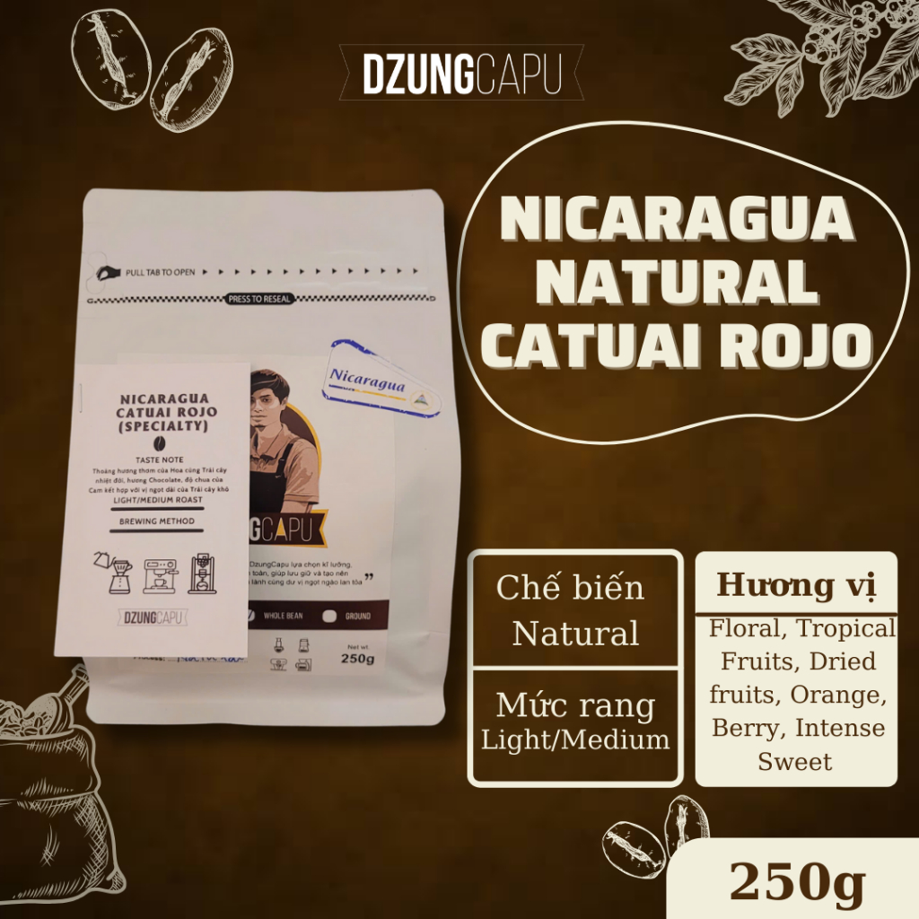 Cà phê Nicaragua Cumbres de Asturias - Giống Catuai Rojo - gói 250g - Dzungcapu Specialty Coffee ...