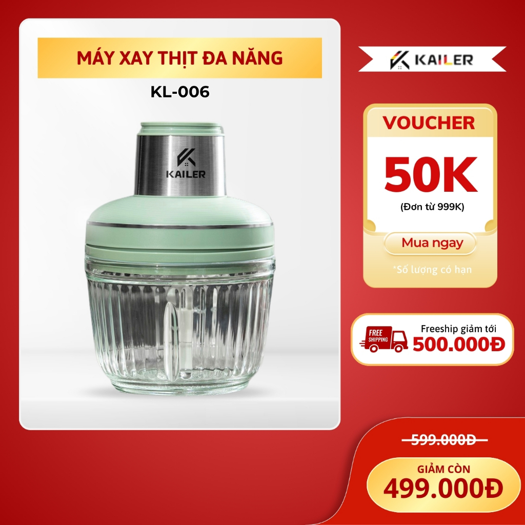 Máy Xay Thịt Kailer KL-006, Máy Xay Đa Năng Cối Thủy Tinh 2L Bản Nâng Cấp Cực Mạnh Mẽ Xay Nhuyễn ...