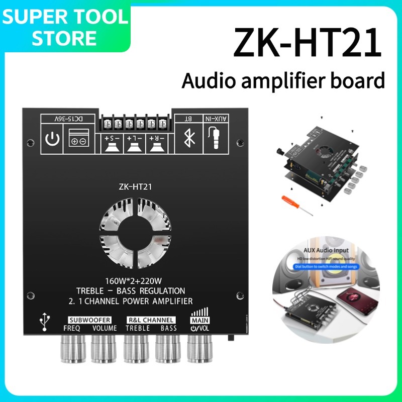 ZK-HT21 Mô-đun bộ khuếch đại công suất kỹ thuật số bluetooth TDA7498E Loa siêu trầm âm cao và ...