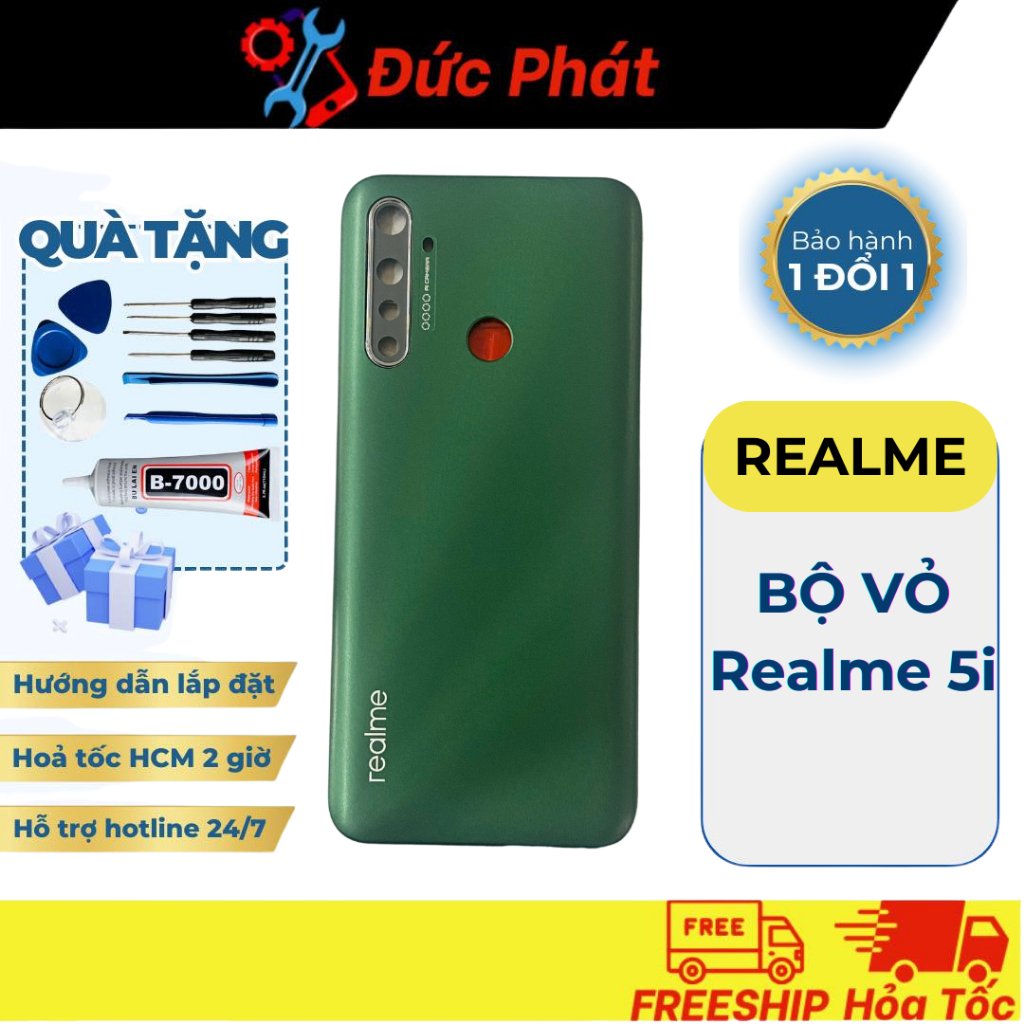 Bộ Vỏ Thay Thế REALME 5i ( khung,sườn,lưng,cam,sim,phím) tặng kèm keo ...