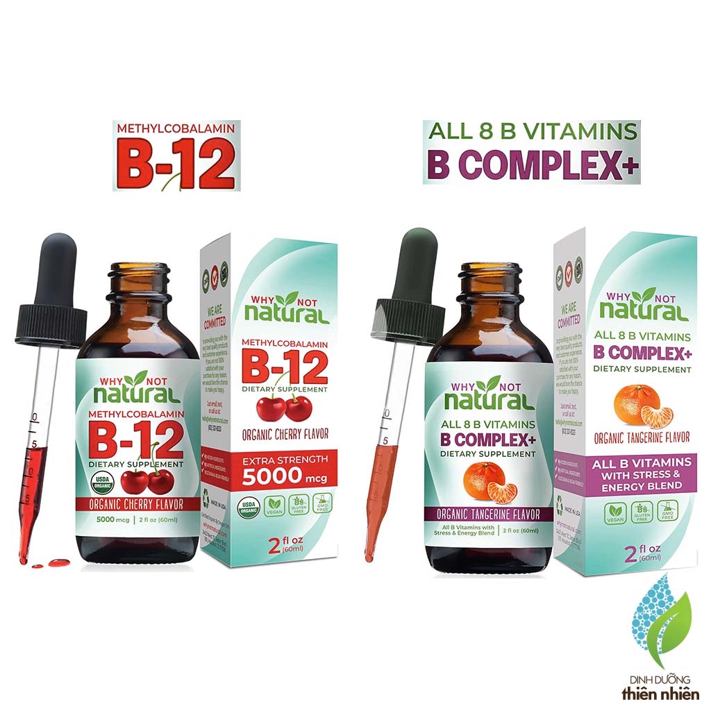 [60ml] Dung Dịch B12 Hữu Cơ Why Not Natural Organic B-12, Dung Dịch B ...